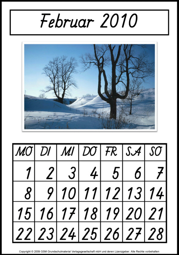 Kalenderblatt für Februar 2010 - Medienwerkstatt-Wissen © 2006-2025 Medienwerkstatt