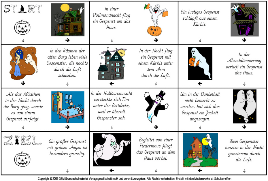 Herbst-Lese-Domino / Gespenster - Medienwerkstatt-Wissen © 2006-2025 Medienwerkstatt