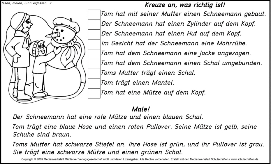 Winter-Lese-Mal-Blatt 2 - Medienwerkstatt-Wissen © 2006-2025 Medienwerkstatt