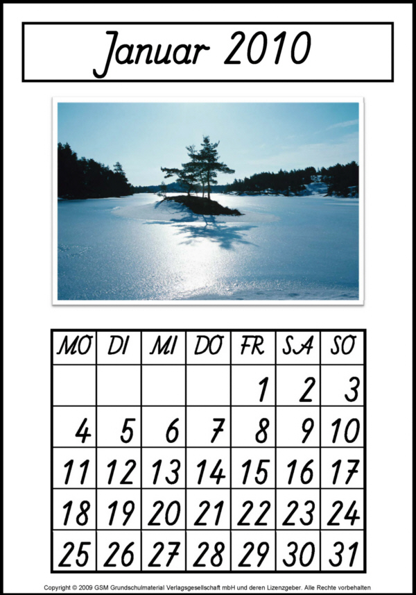 Kalenderblatt für Januar 2010 - Medienwerkstatt-Wissen © 2006-2025 Medienwerkstatt