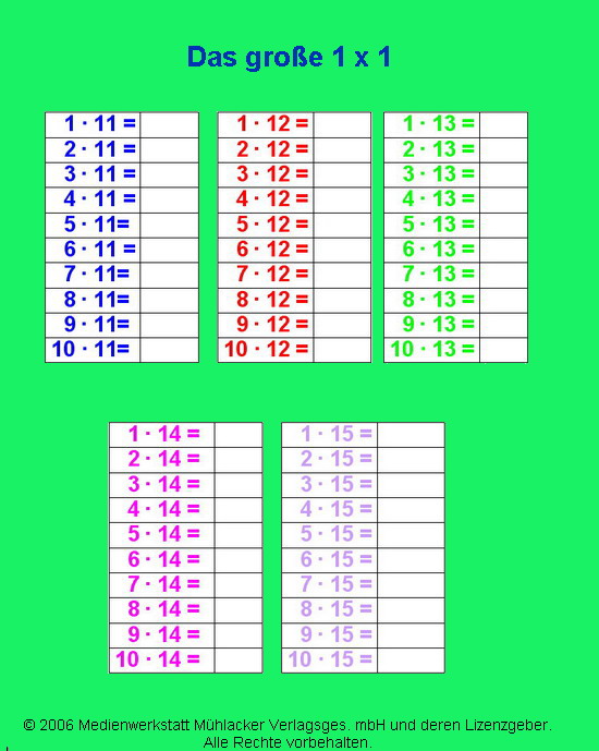 Das große 1 x 1 - Teil 1 - Medienwerkstatt-Wissen © 2006-2026 ...