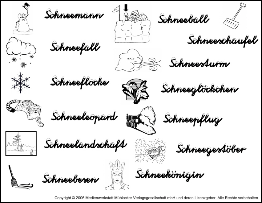 Winterwörter - Zusammengesetzte Nomen / Lösung - Medienwerkstatt-Wissen ...