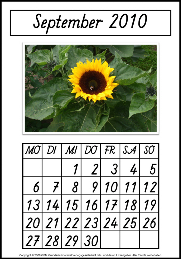 Kalenderblatt für September 2010 - Medienwerkstatt-Wissen © 2006-2025 Medienwerkstatt