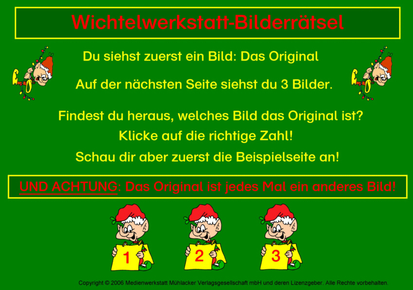Wichtelwerkstatt-Bilderrätsel - Medienwerkstatt-Wissen © 2006-2025 Medienwerkstatt